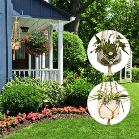Cheers Linen Rope Plants Flowers Pot Hanging Basket Holder Net Garden ...