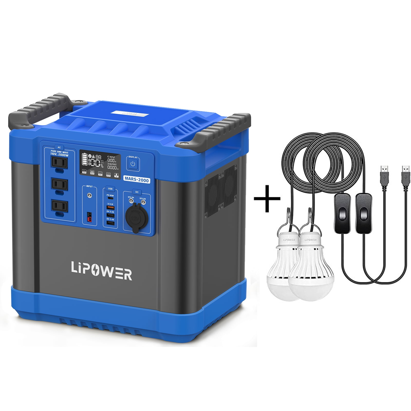 LIPOWER Portable Power Station 2000W, 1460Wh LiFePO4 Solar Generator ...
