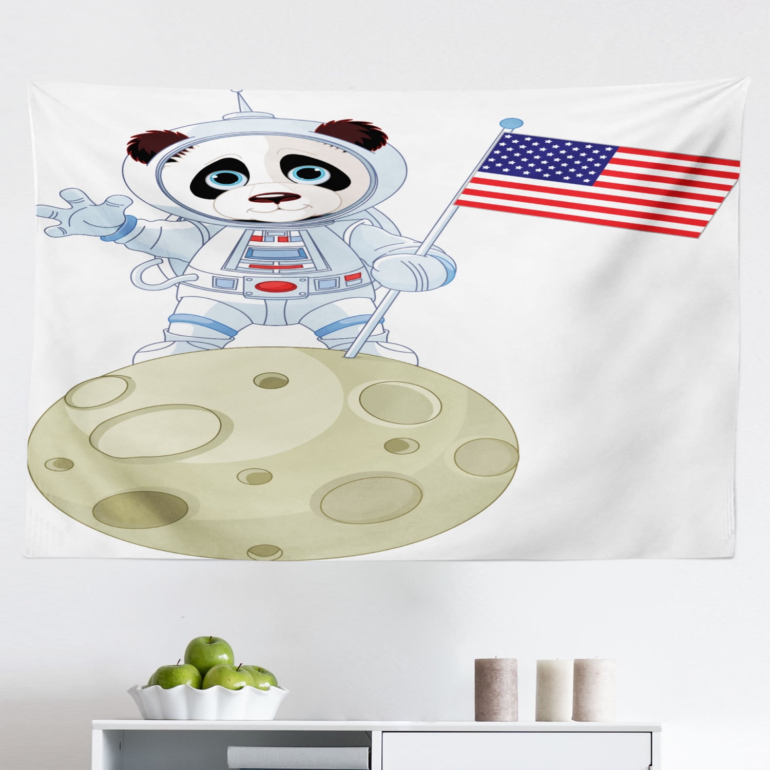 Panda Tapestry, Muzzles Panda Illustration with Happy Sad Funny ...