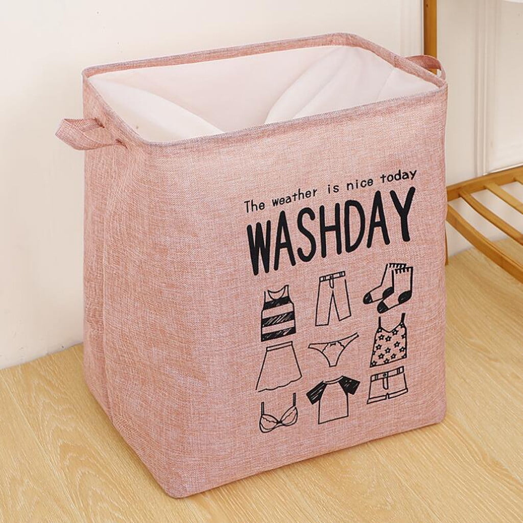 Home Fabric Storage Bin with Drawstring Closure and 2 Bold Handles ...