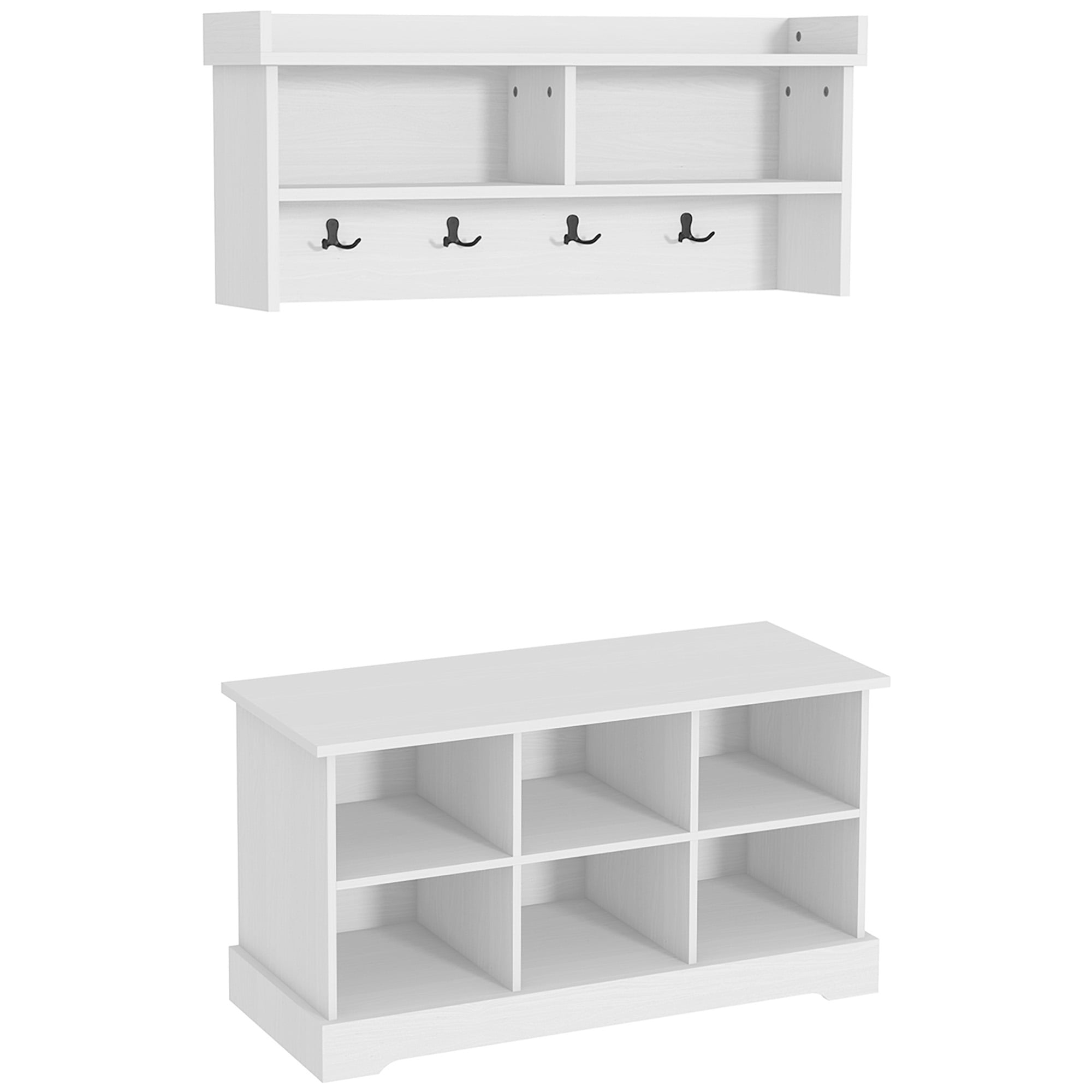 Click here for Homcom Coat Rack Shoe Bench Set With 8 Storage Cub... prices