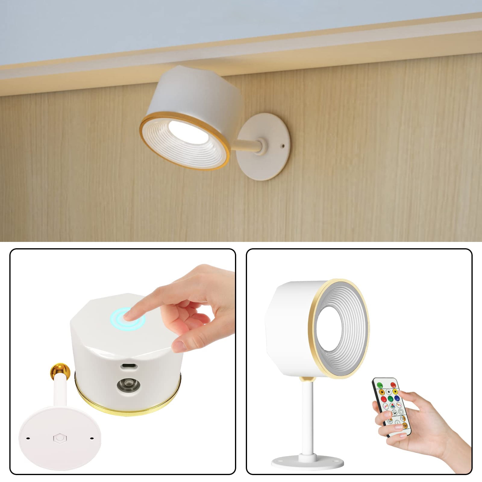 White Wall Light with Remote Control, for Bedroom Living Room Hallway ...