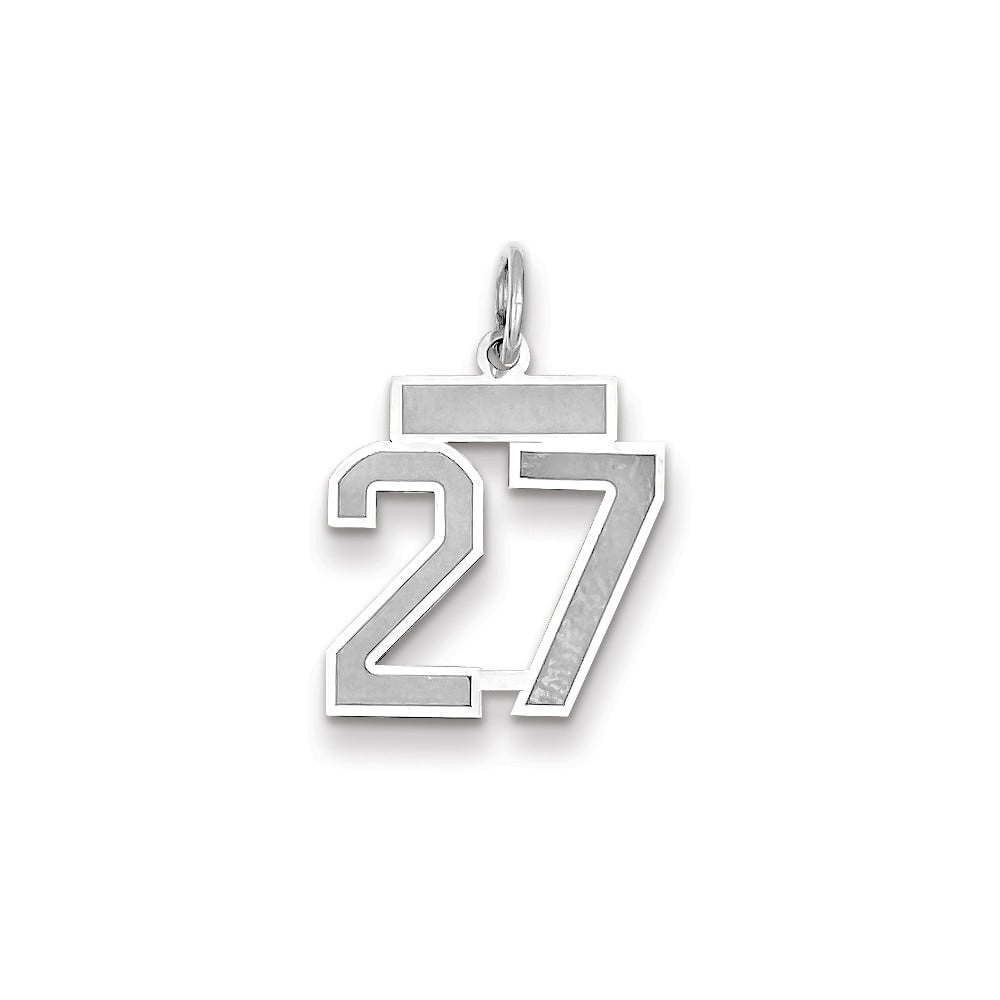 14k White Gold Small Satin Number 27 Charm - Walmart.com