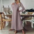 Aellinatey Women's long cotton and linen dress, casual long-sleeved ...