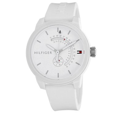 Tommy Hilfiger Men's 1710294 White Leather Analog Quartz Fashion Watch ...