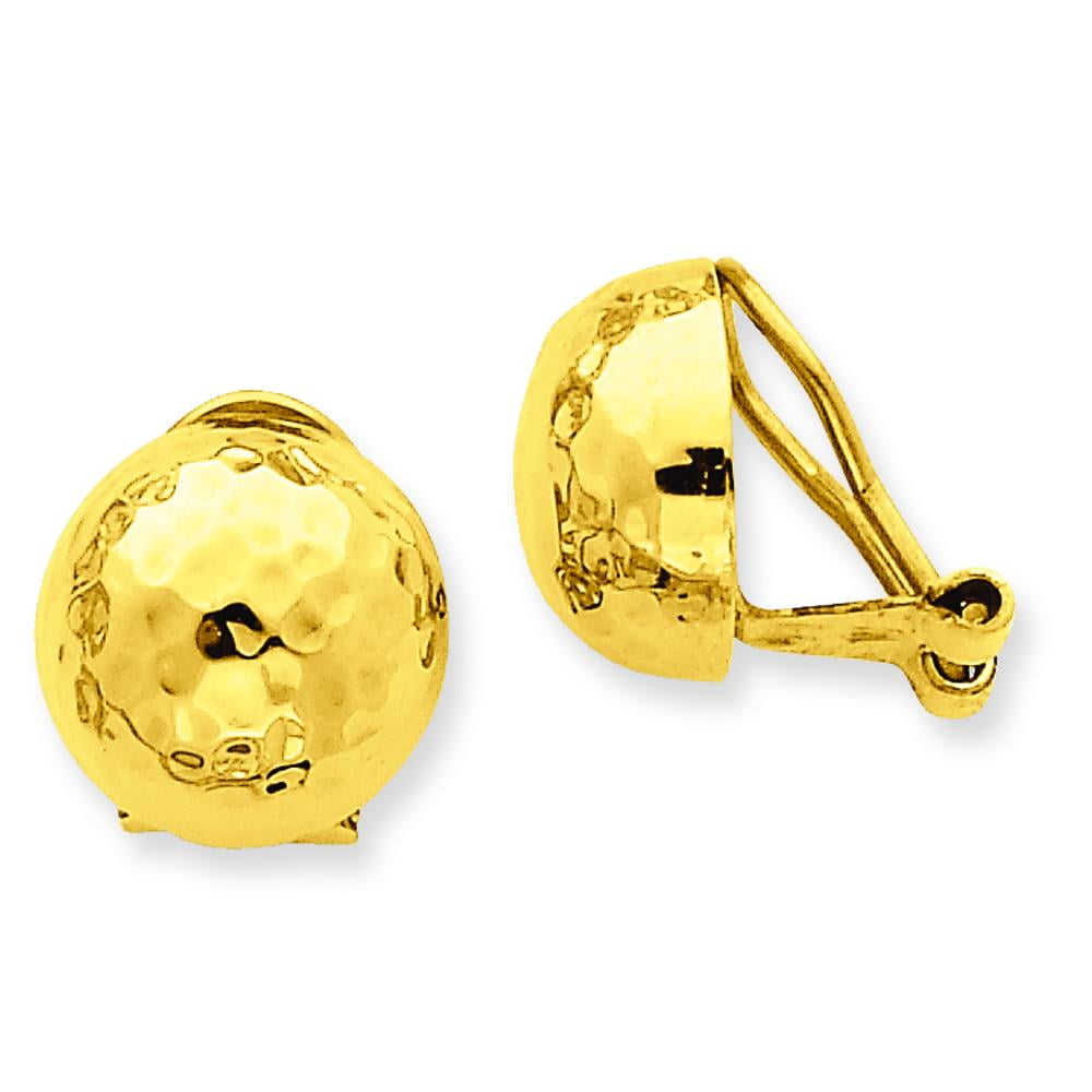FindingKing - 14K Gold Hammered Omega Clip On Earrings Jewelry ...