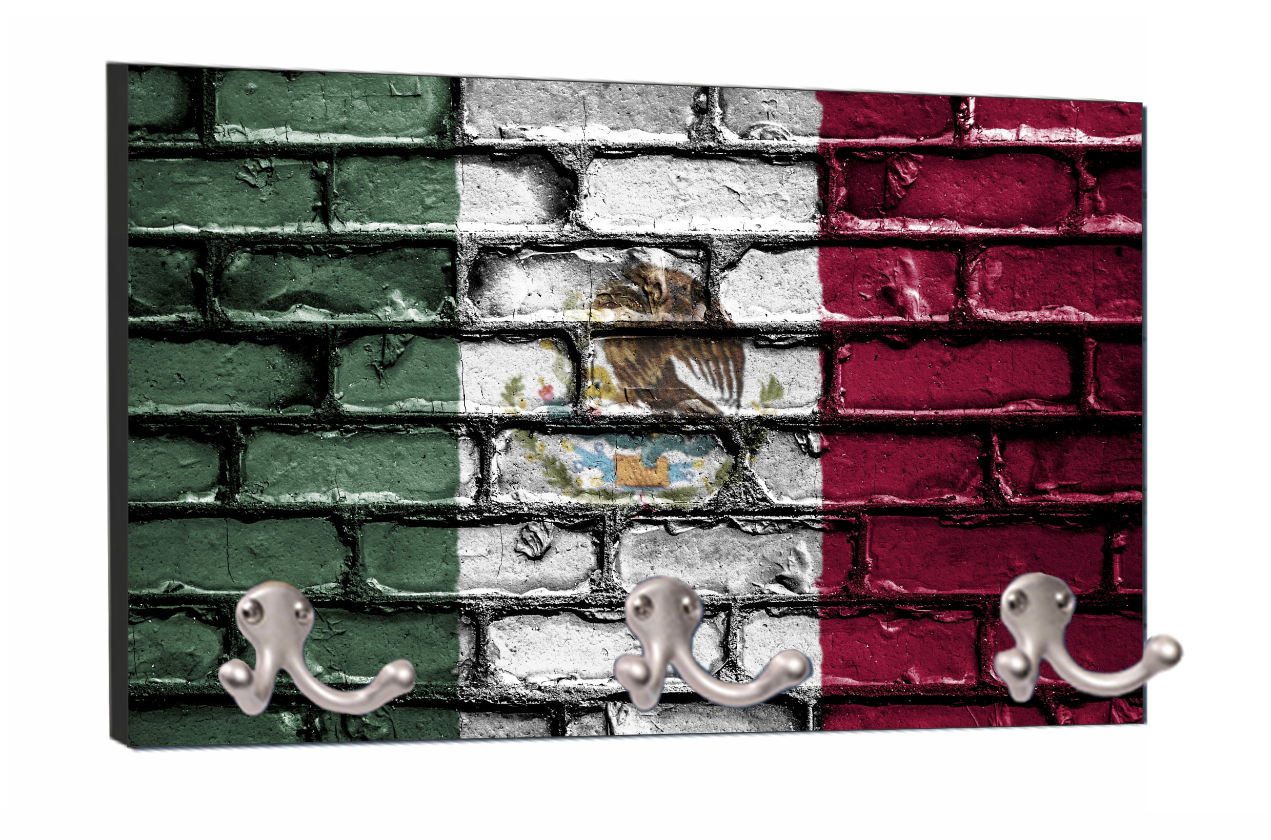 Mexican Flag - Mexico Brick Wall Art Style Flat Print Design - 8" by 16 ...