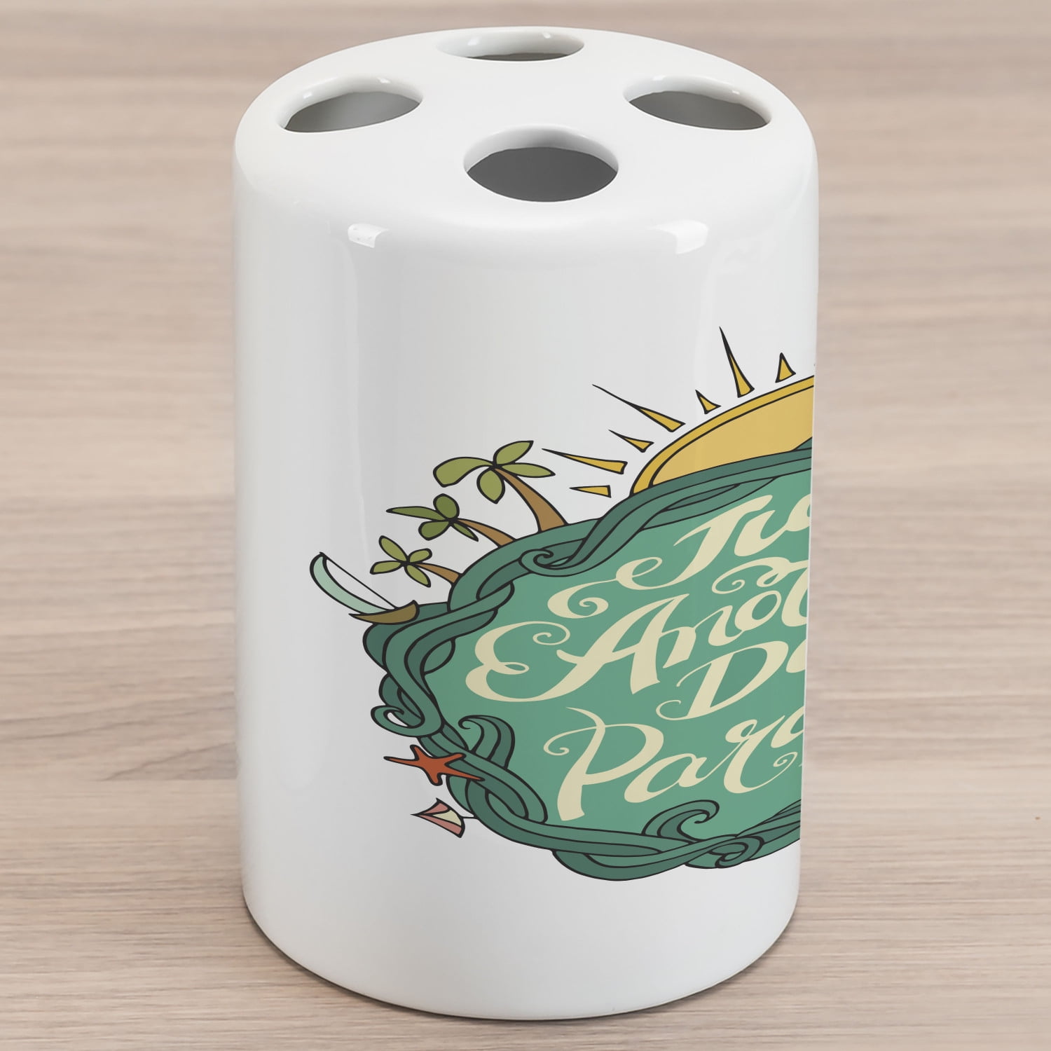 Beach Saying Ceramic Toothbrush Holder, Exotic Summer Vacation Concept ...