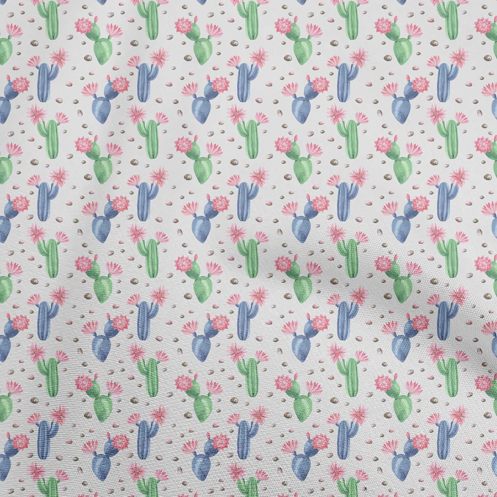 oneOone Silk Tabby Light Pink Fabric Cactus Fabric For Sewing Printed ...