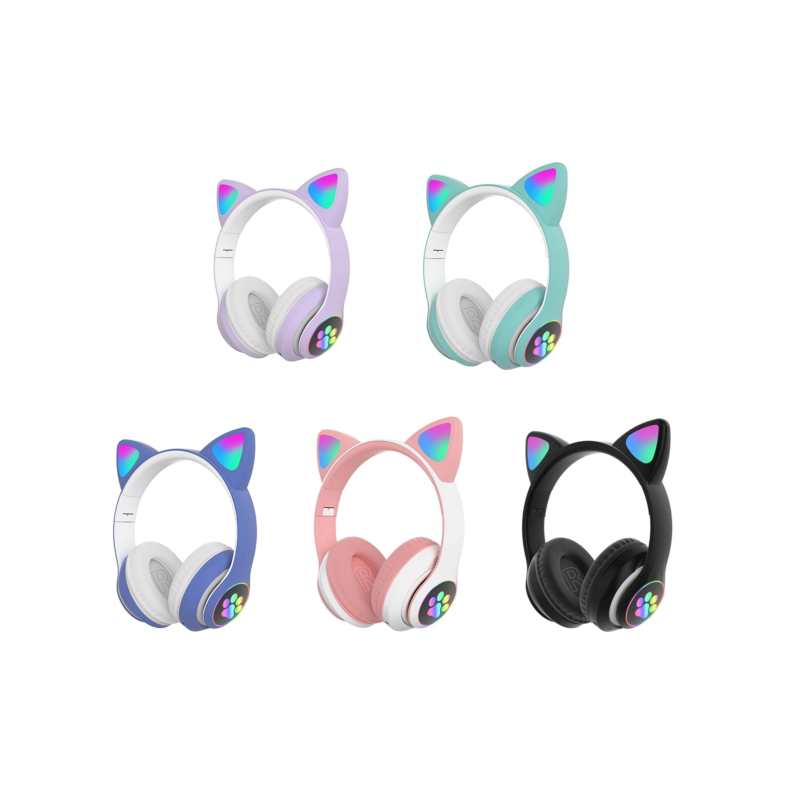 Buy 400mAh Bluetooth 5.0 Cute Cat Ear Headphones Foldable Kitten Gaming ...