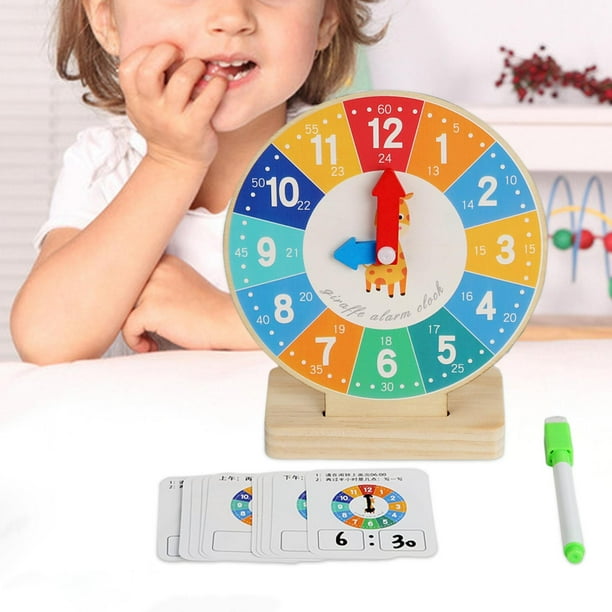 Wooden Clock Toy Teaching Clocks for Kids for Kindergartner for 3 4 5 Year Old manual