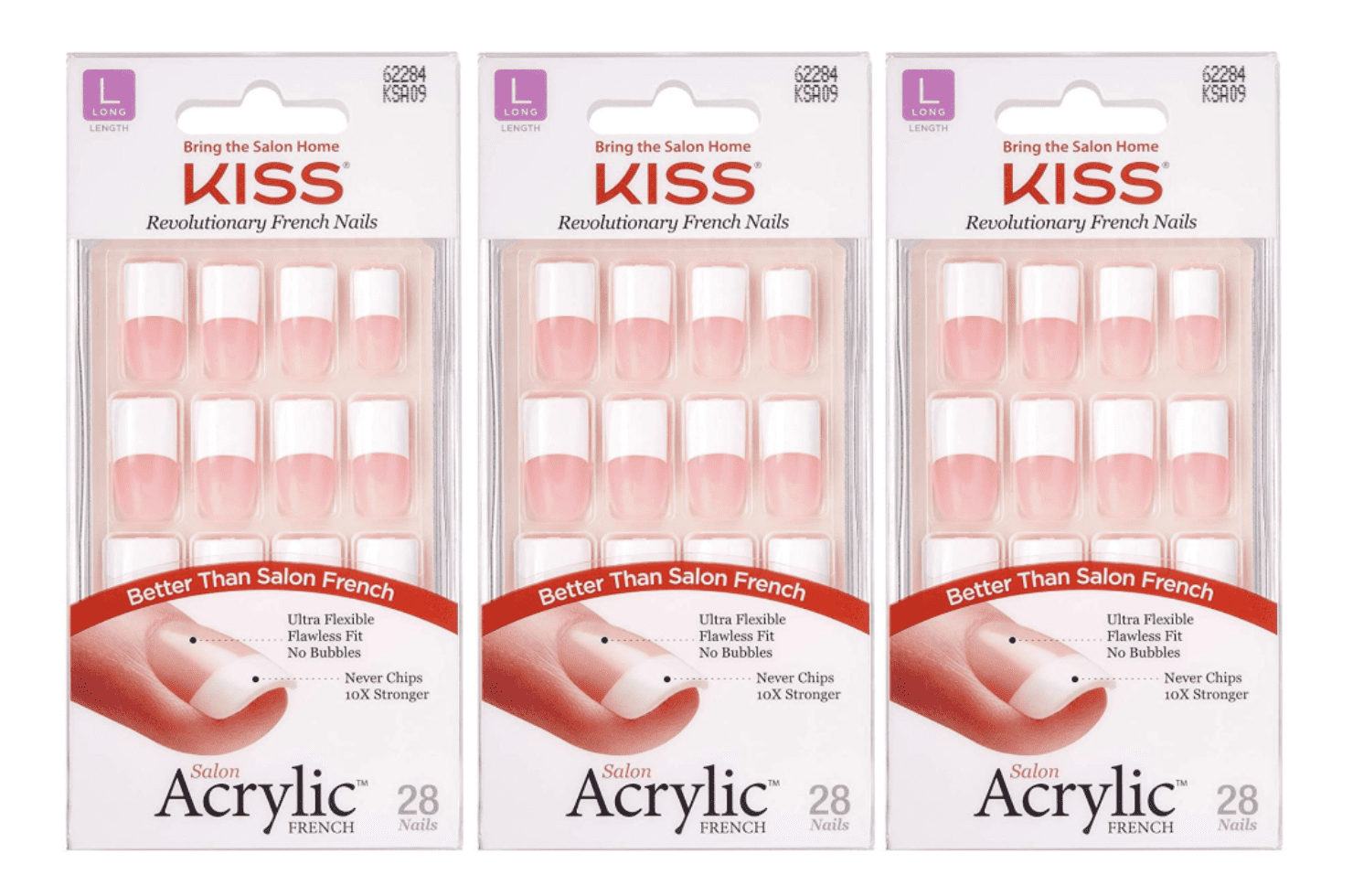 KISS Salon Acrylic Natural Nails (KSA09 - 3 PACKS) - Walmart.com