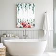 White Red Flower Canvas Wall Art for Living Room, Green Eucalyptus Leaf ...