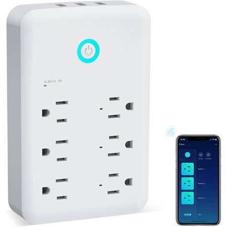 XBRW Smart Wall Outlet Extender, WiFi Surge Protector Power Strip Work ...