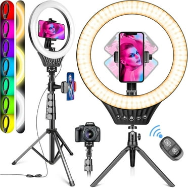 Bower 16-inch LED Ring Light Kit; RGB, White Modes, Effects, USB Remote ...