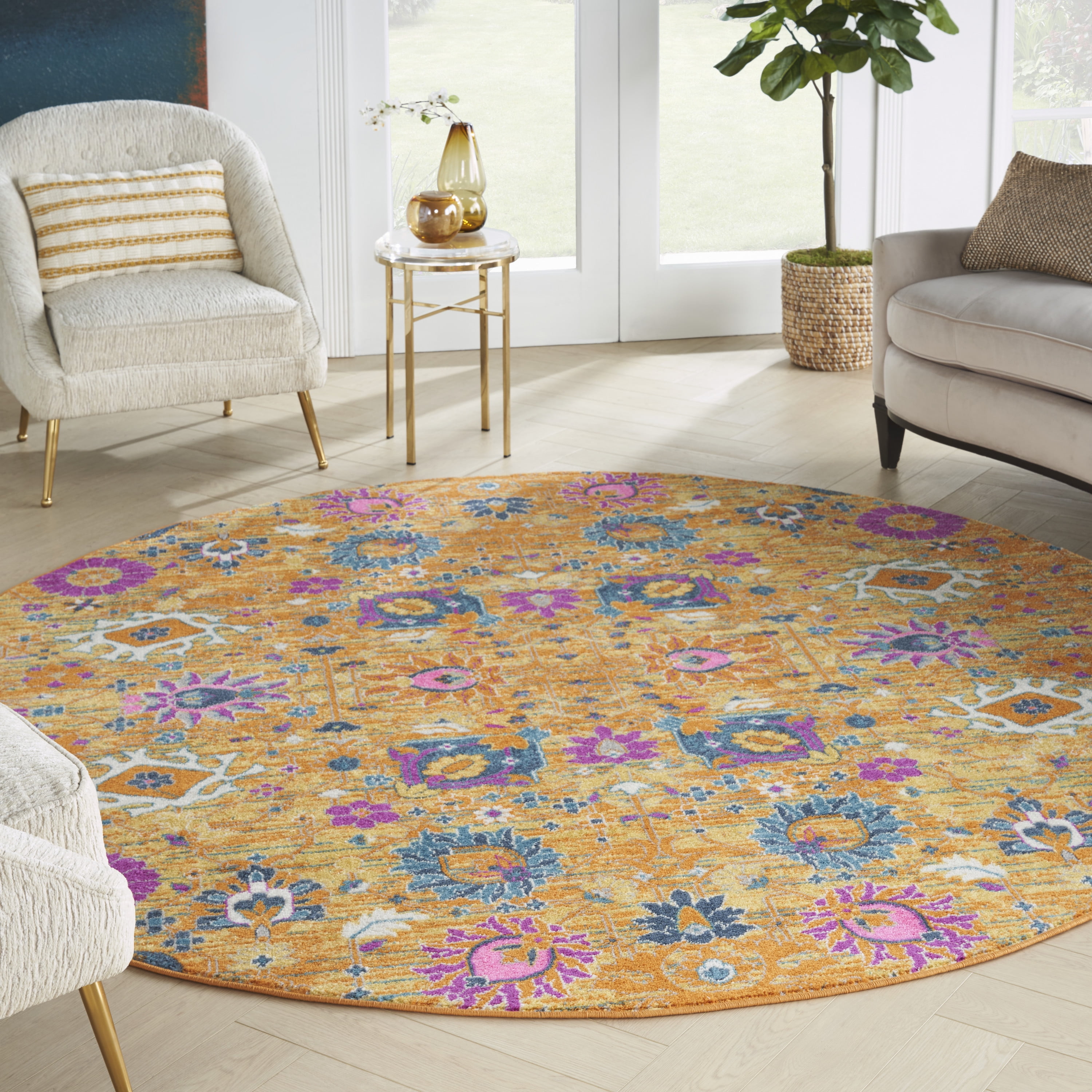 Nourison Passion Floral Sunburst 8' x Round Area Rug, (8 Round ...