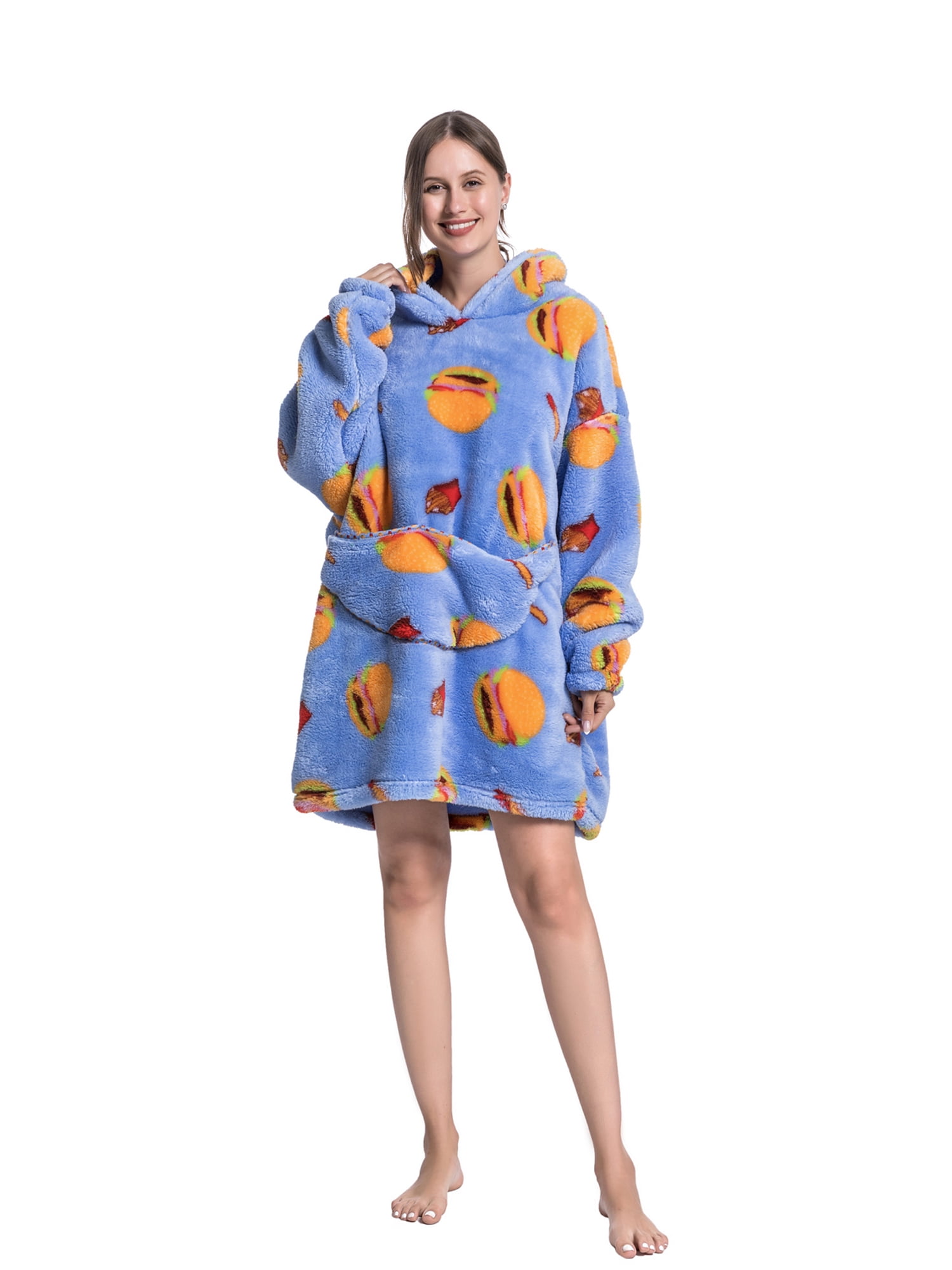 Oversized Wearable Blanket Hoodie For Adult Kids - Big Hooded Sherpa ...