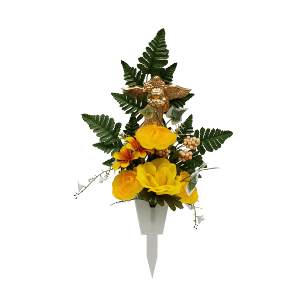 Mainstays 20" Artificial Floral Stake, Ranunculus and Rose Flower ...
