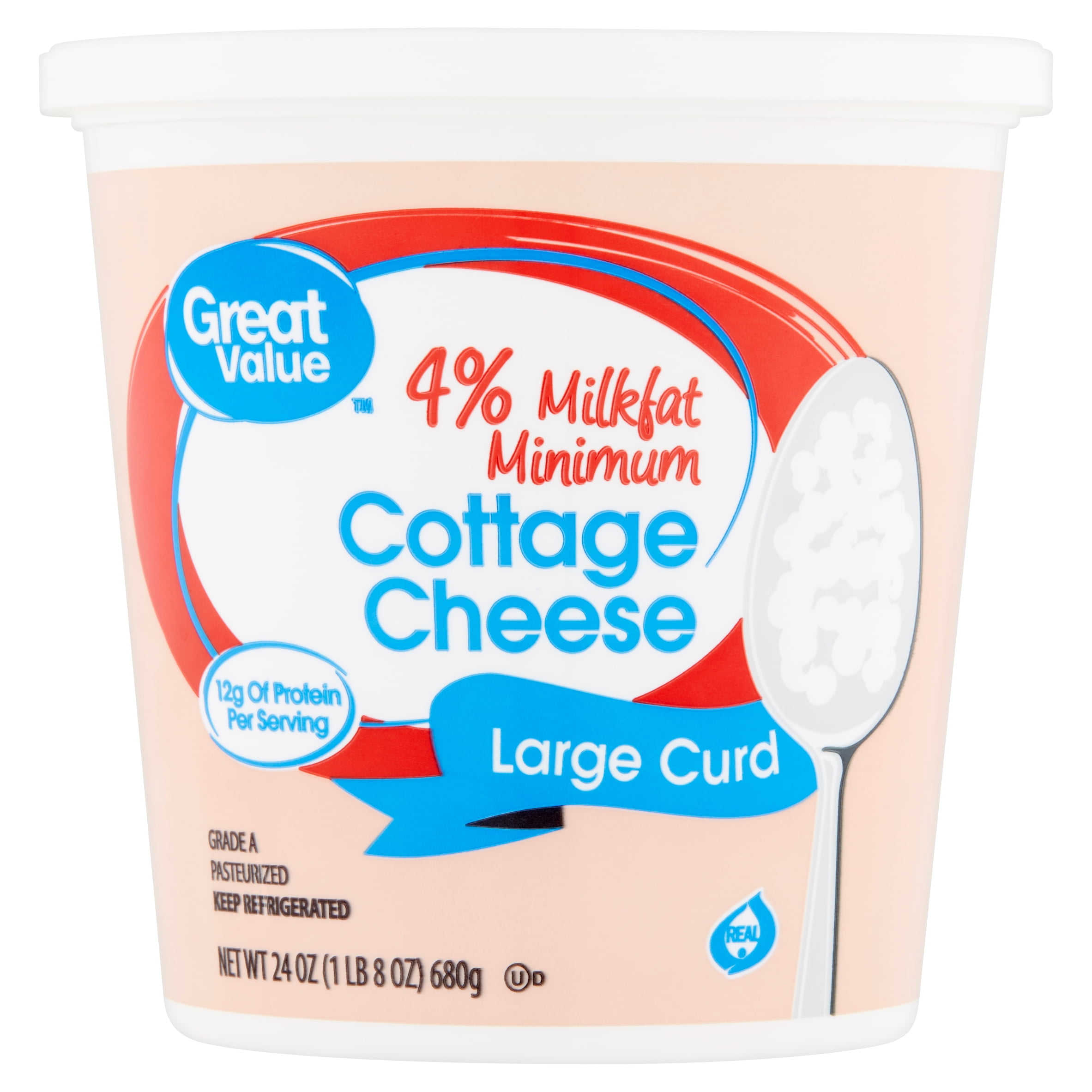 Great Value 4% Large Curd Cottage Cheese, 24 oz Tub – Walmart Inventory ...