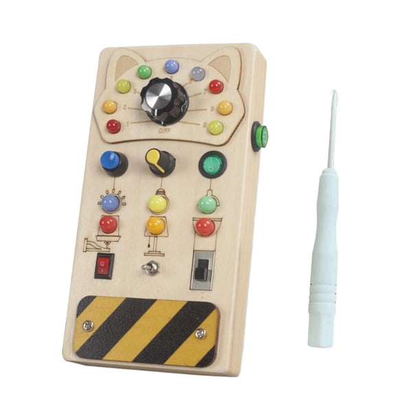 Montessori Wooden Control Panel Activity Board Lights for Kids Boys ...