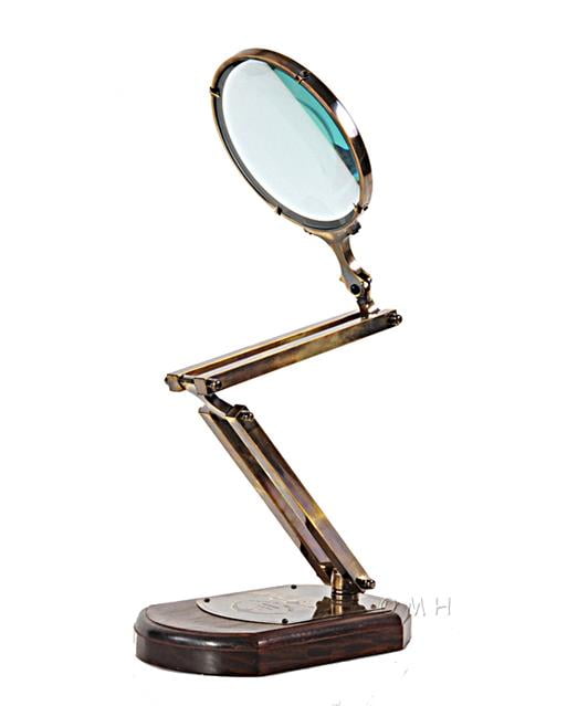 Brass Big Magnifier Glass W/ Wooden Base - Walmart.com