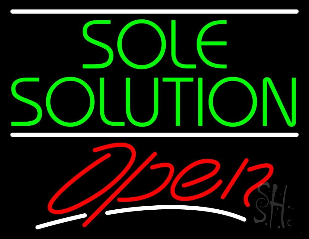 Green Sole Solution Open LED Neon Sign 24 x 31 - inches, Black Square ...