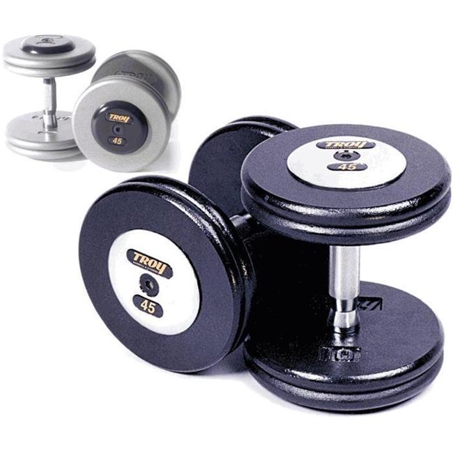 Troy Barbell HFDC-075C Pro-Style Dumbbells - Gray Plates And Chrome End ...
