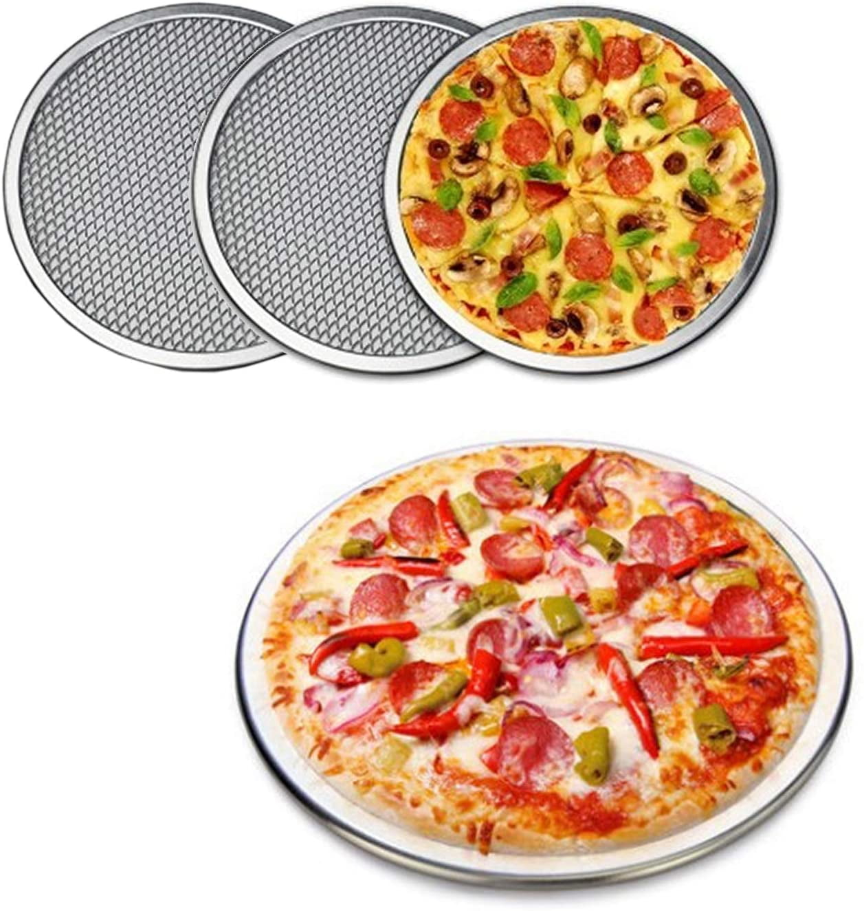 Yeater Aluminum Alloy Pizza Pan 13 Inch, Round, Pizza Crisper Tray, 3 ...