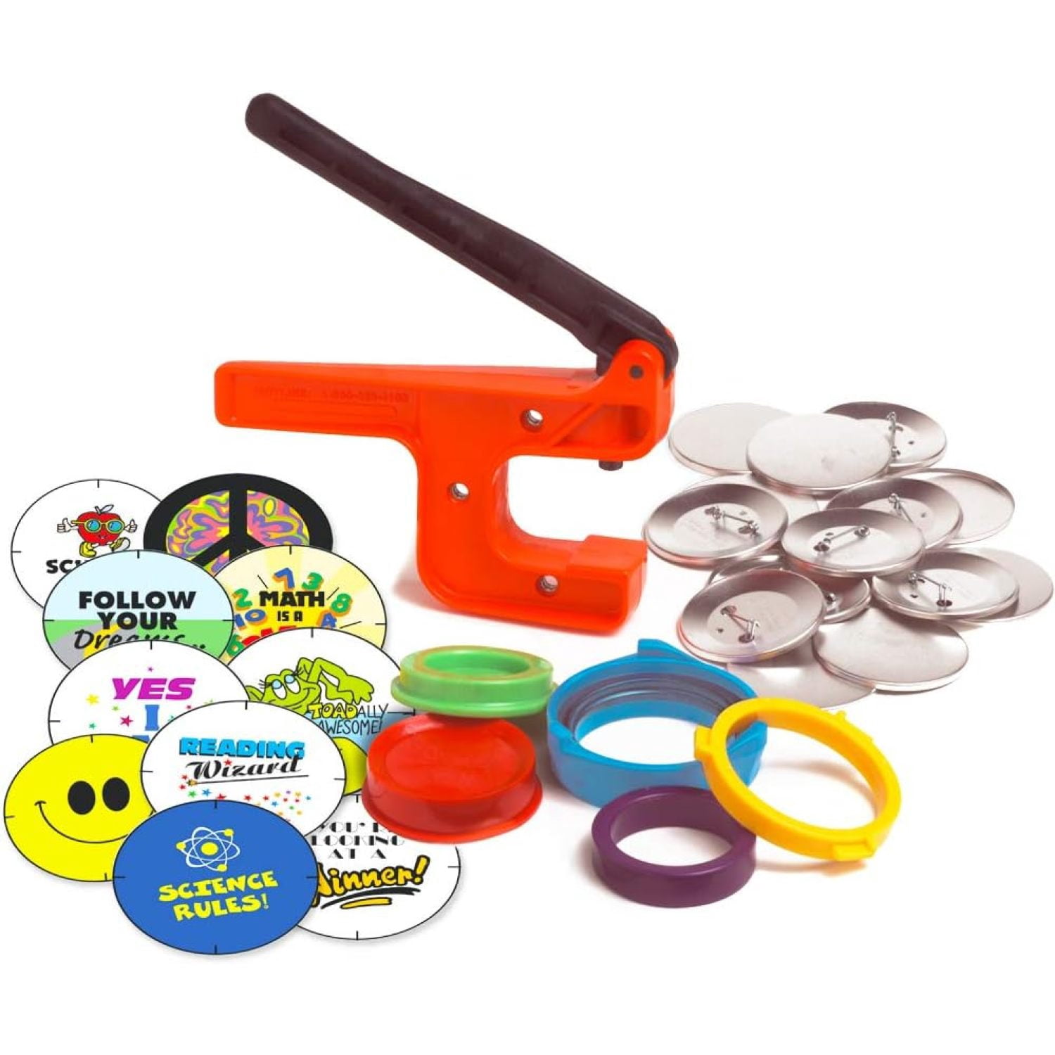 Bilot 2¼” Button Maker Starter Kit School Edition, Hand Held Button ...