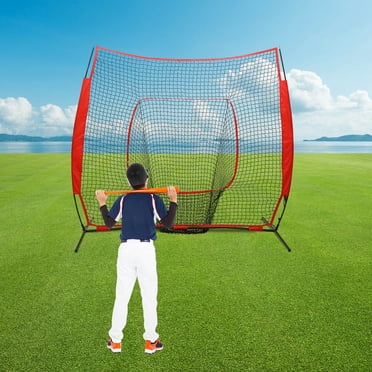 SPECSTAR 7x7Ft Baseball Softball Practice Net, Adjustable Batting Tee ...