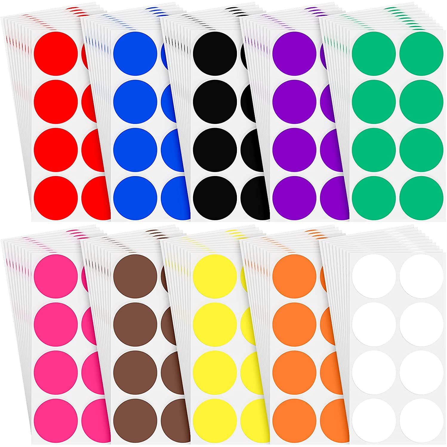2 Inch Round Color Coding Sticker 10 Assorted Colors Circle Dot Labels ...