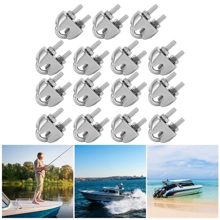 Herwey 15pcs 1/16 Inch M2 Stainless Steel Wire Rope Cable Clip Clamp U ...
