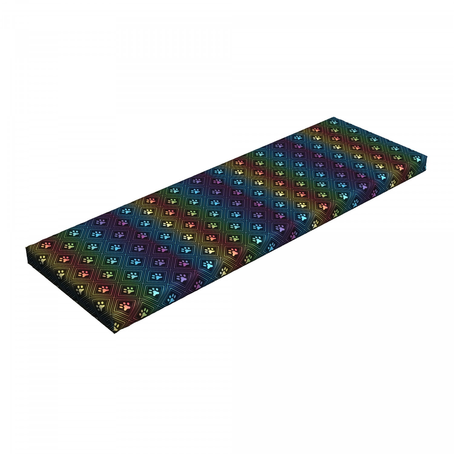Dog Lover Bench Pad, Paw Print Pattern Diamond Shaped Rhombus Shapes ...