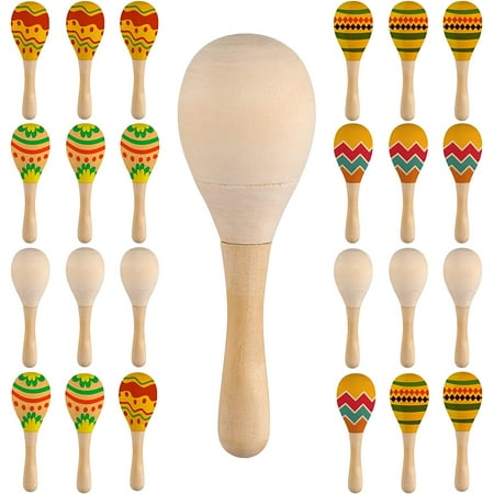 24 Pack DIY Wood Kids Maracas Unfinished Hand Painted Maracas Party ...