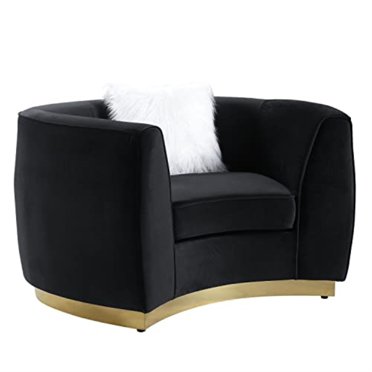 ACME Pyroden Sloped Arm Tufted Accent Chair in Black and Chrome ...