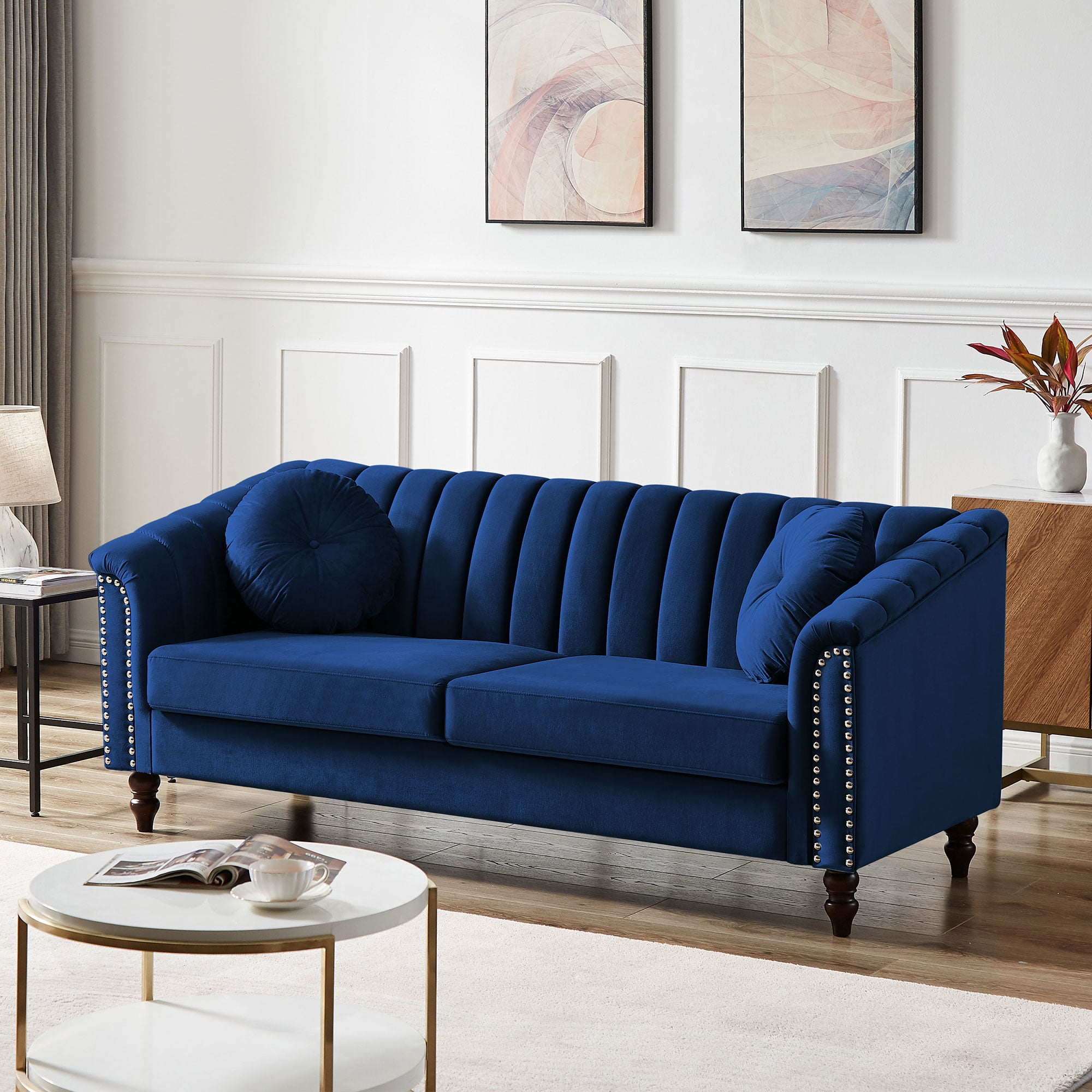 ARCTICSCORPION Modern Velvet Upholstered Sofa Couch, 3 Seat Tufted Back ...