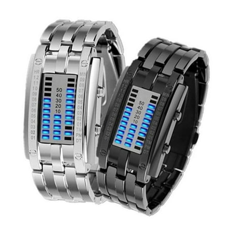 Iron Face Knight Binary Led Watch Two Vertical Row Double Row Light ...