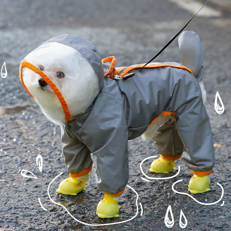 Dog Rain Coat Pet Hooded Rain Jacket Waterproof Poncho Rainwear for ...