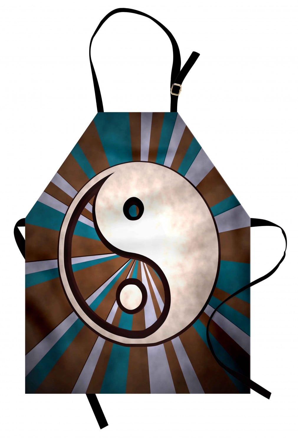Ying Yang Apron Grungy Retro Striped Sunburst Pattern Hippie Style ...