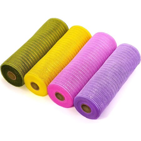 Poly Deco Mesh 10 inch x 10 Yards - Easter Colors Metallic Foil Poly ...