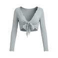 Achuyrbd Women's Form-Fitting Knit Top, V-Neck Wrap Design, Lettuce ...