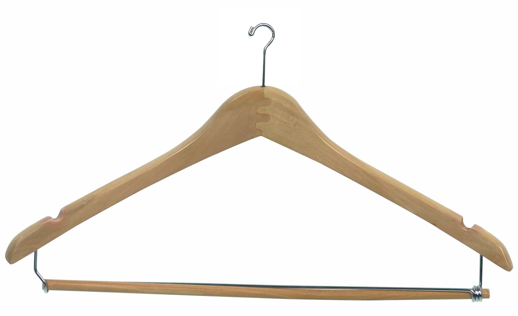 Wooden Curved Suit Hanger with Anti-Theft Mini-Hook and Locking Bar ...