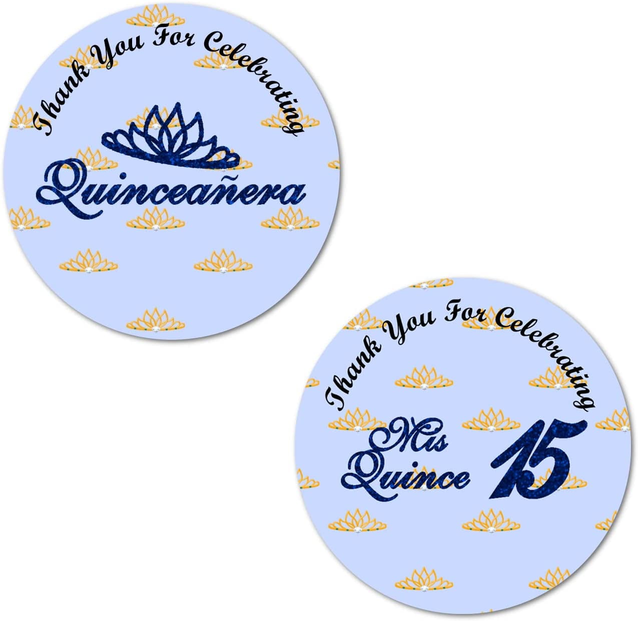 40 Quinceanera Stickers, 2 Inch Big Round Glossy Labels, Thank You for ...
