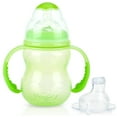 Nuby 3-Stage Wide Neck No Spill Bottle with Handles And Non-Drip Juice Spout, 3 Months, 8 Ounce ...