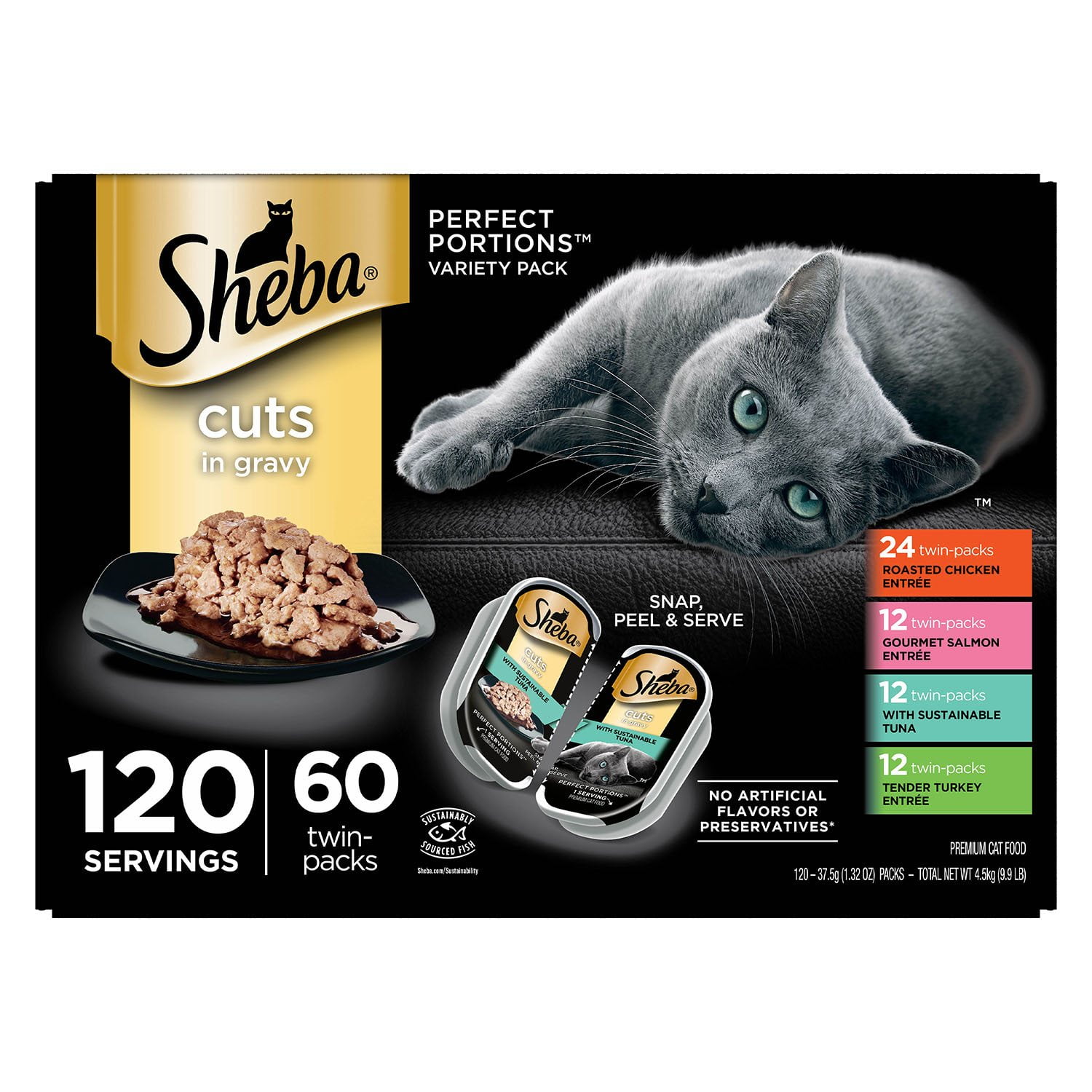 Sheba Perfect Portions Wet Cat Food Trays Variety Pack, 60 ct., 2.6 oz ...