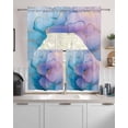 Blue Purple Pink Floral Marble Kitchen Curtain and Valance Set 3 Pieces ...