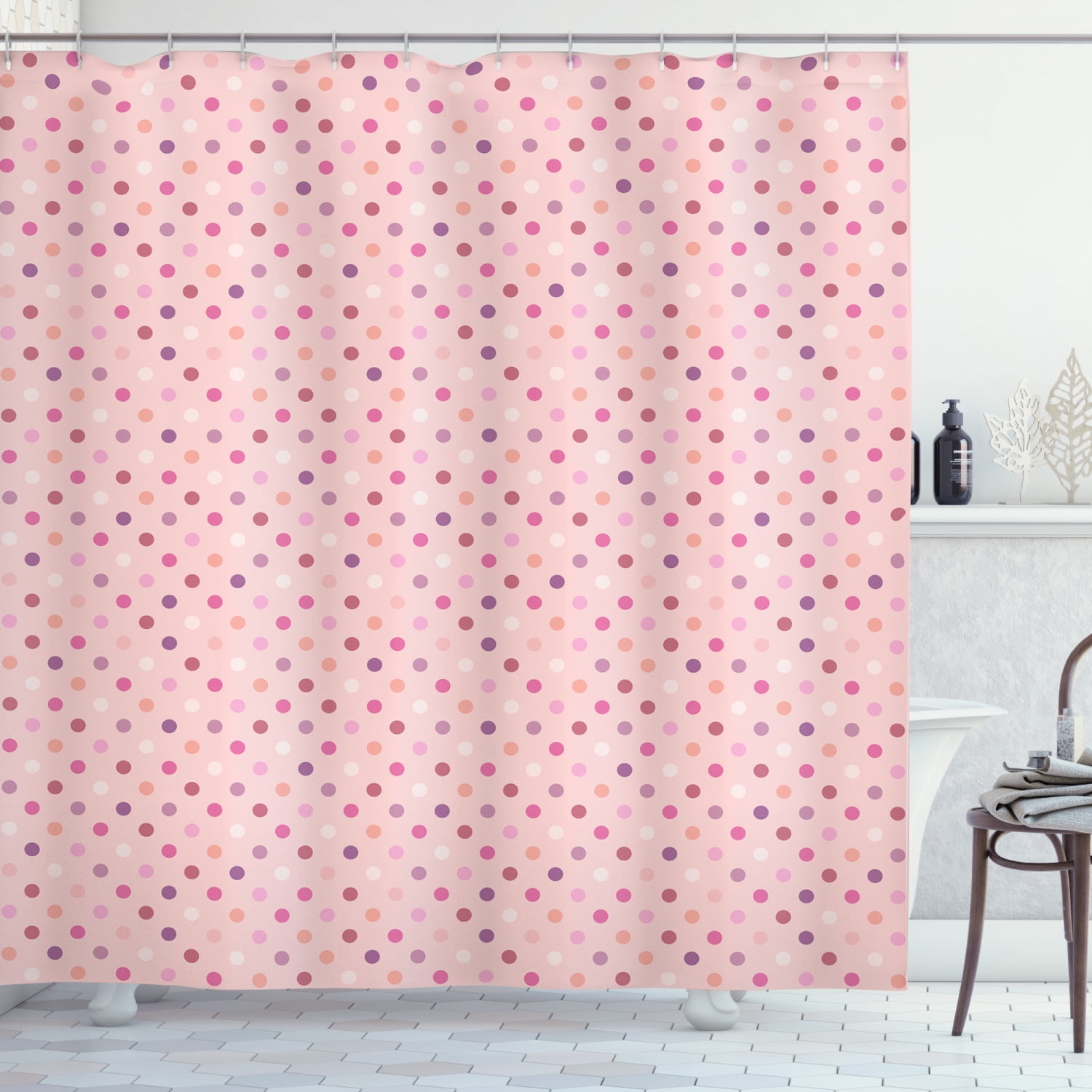 Polka Dots Home Decor Shower Curtain Set Colorful Romantic Polka Dots