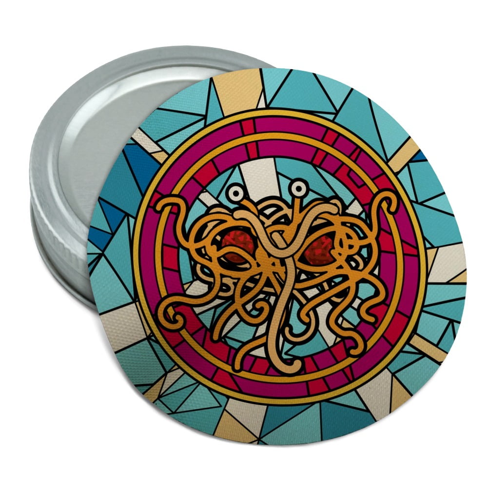 Flying Spaghetti Monster Stained Glass Round Rubber Non-Slip Jar ...