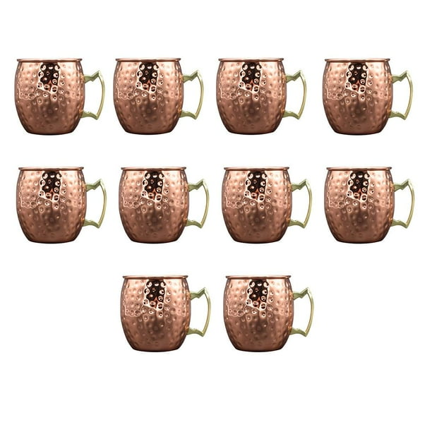Mugs (Set of 10) - Solid Copper - 18oz Copper Cups with Handle for ...