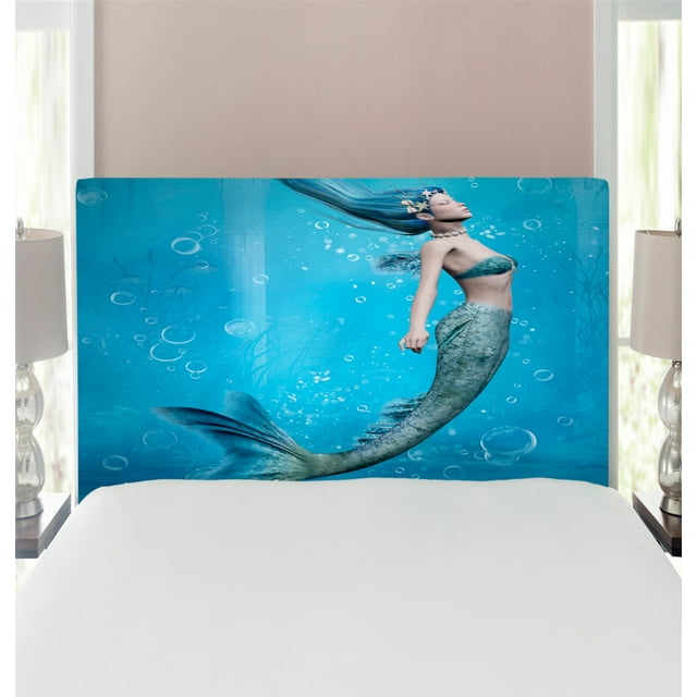 Underwater Headboard, Mermaid Fishtail Floating Bubbles Mythical ...